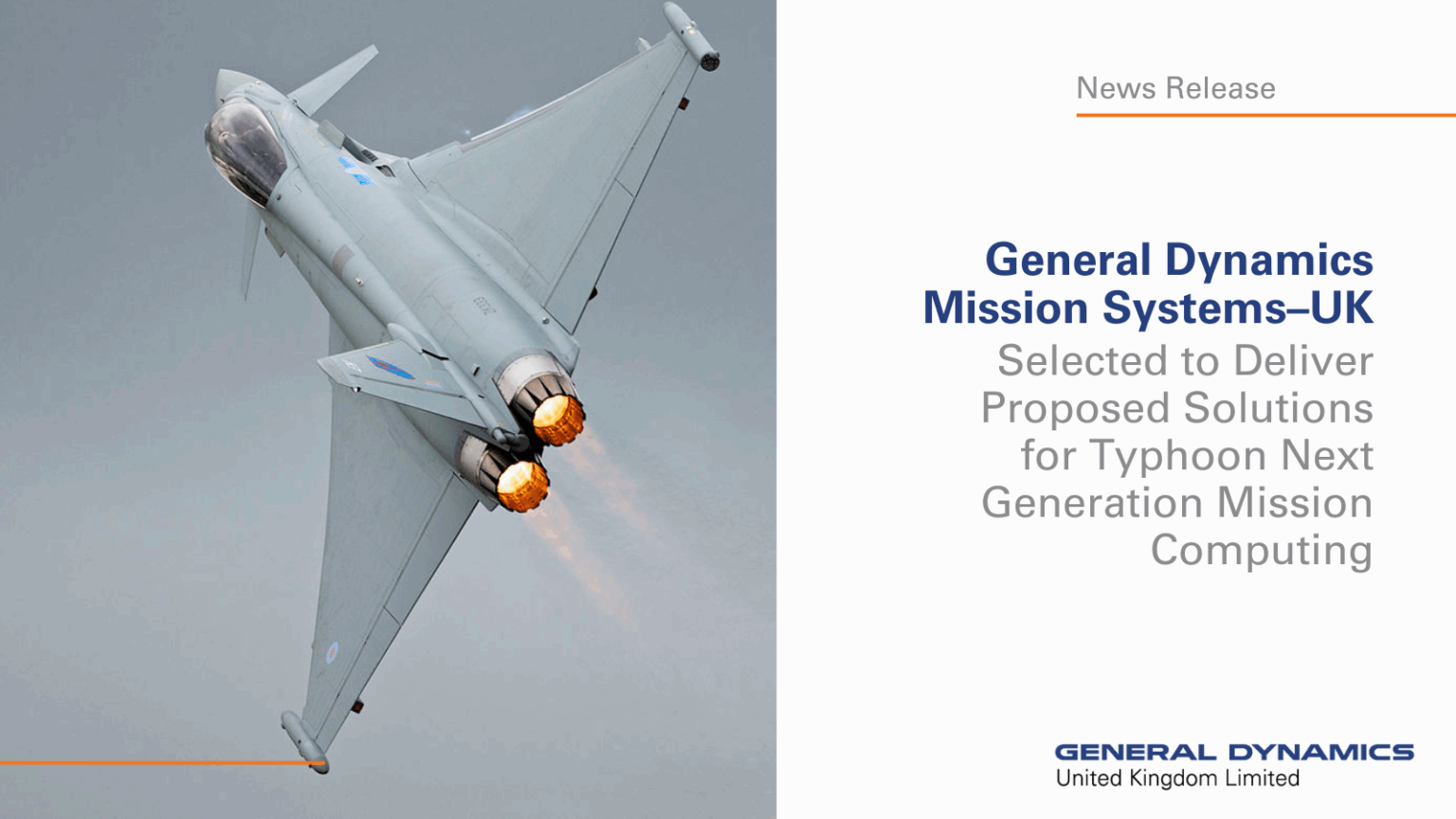 General Dynamics Mission Systems–UK selected to deliver proposed solutions for Typhoon next ...